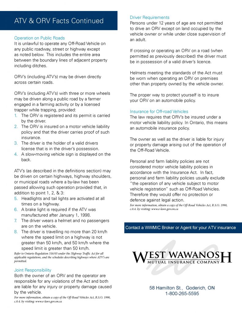 Off Road Vehicles - West Wawanosh Mutual Insurance